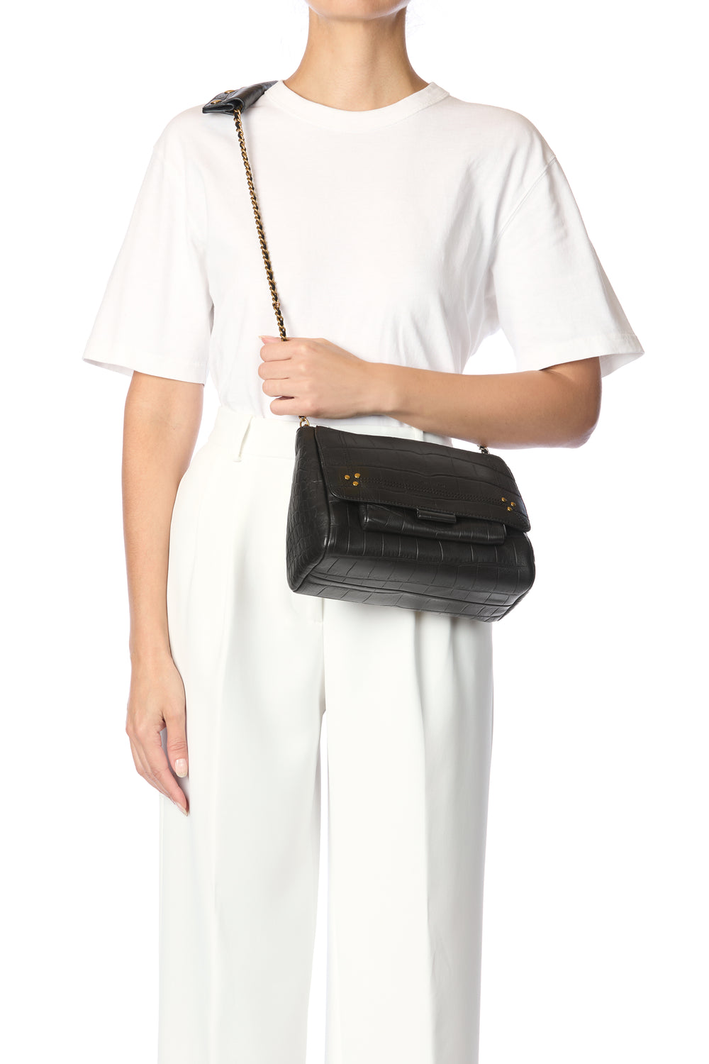 Lulu M Imprimé Croco Noir Cowskin – Jérôme Dreyfuss