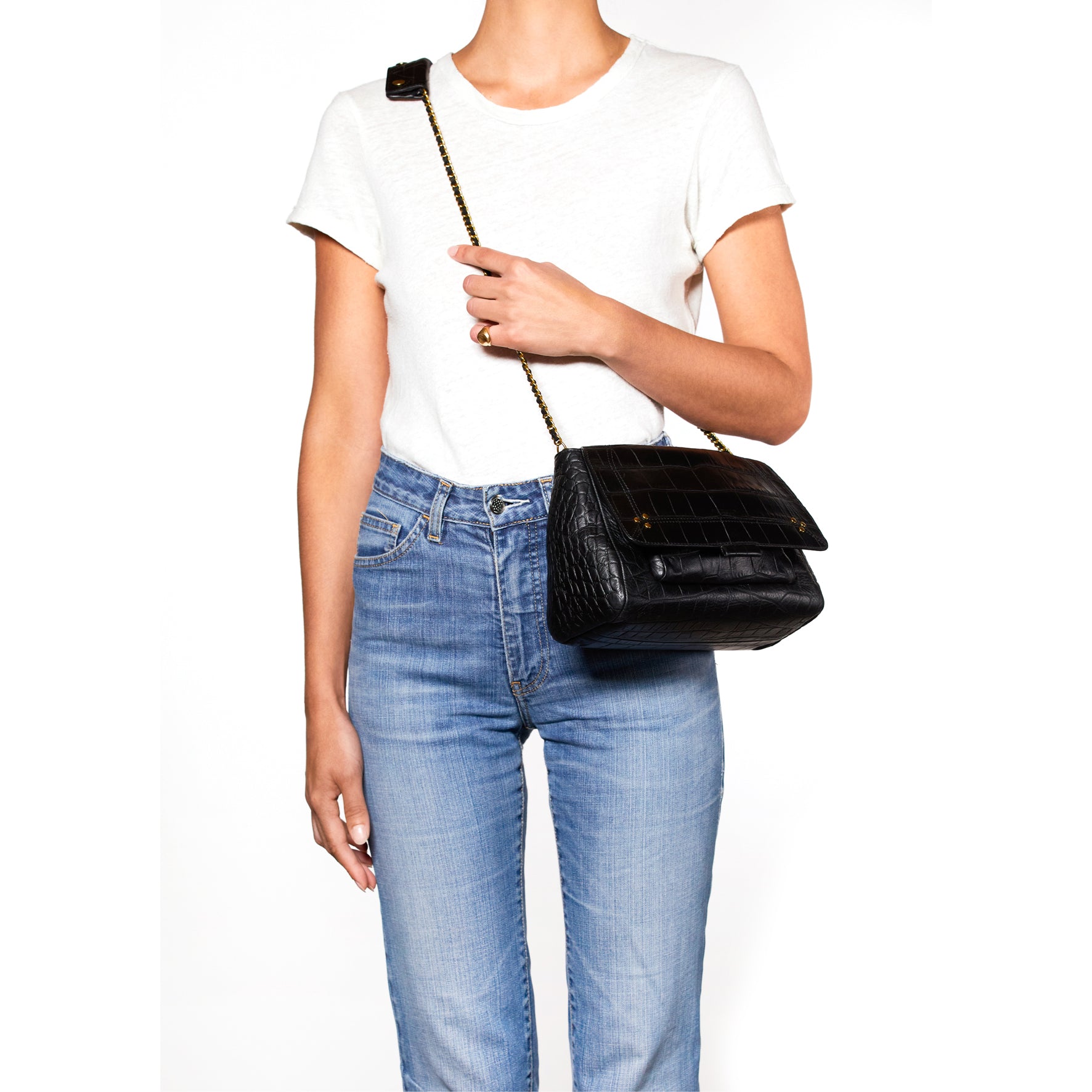 Lulu M Croco Noir cowskin – Jérôme Dreyfuss